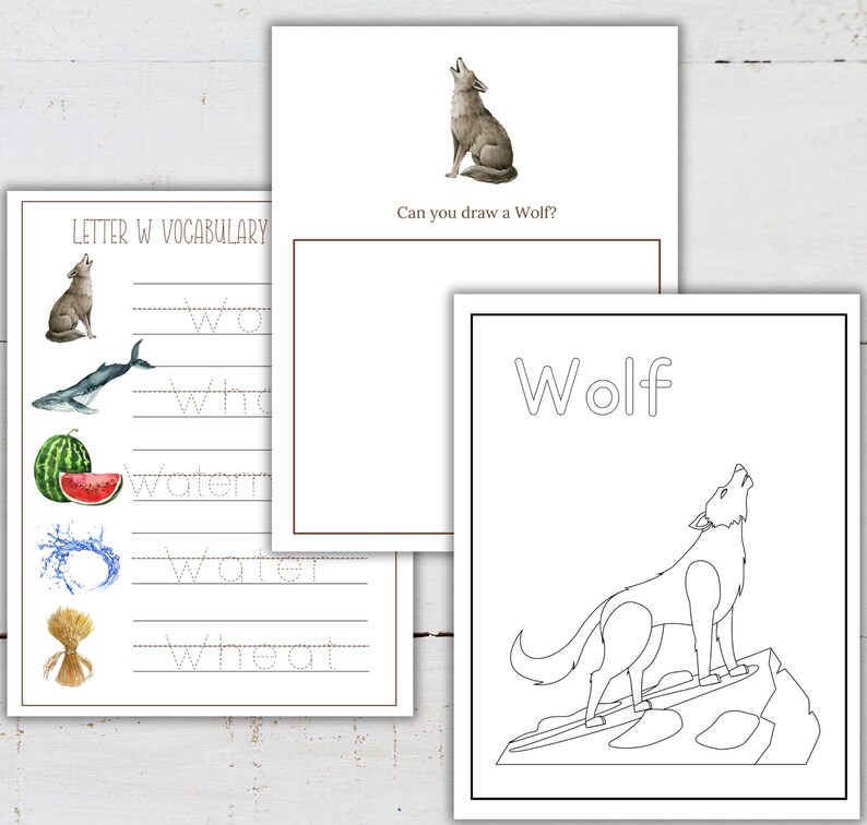Letter W Wolf Learning Activities: Alphabet Printable (instant Download ...