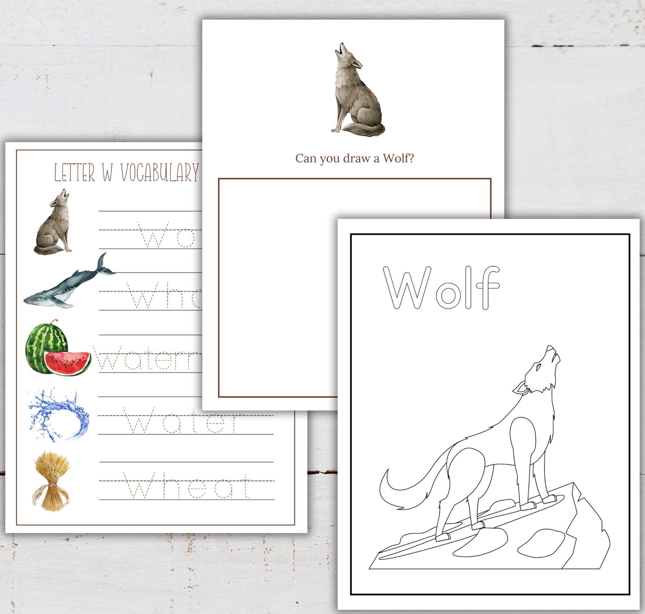Letter W Wolf Learning Activities: Alphabet Printable (instant Download ...