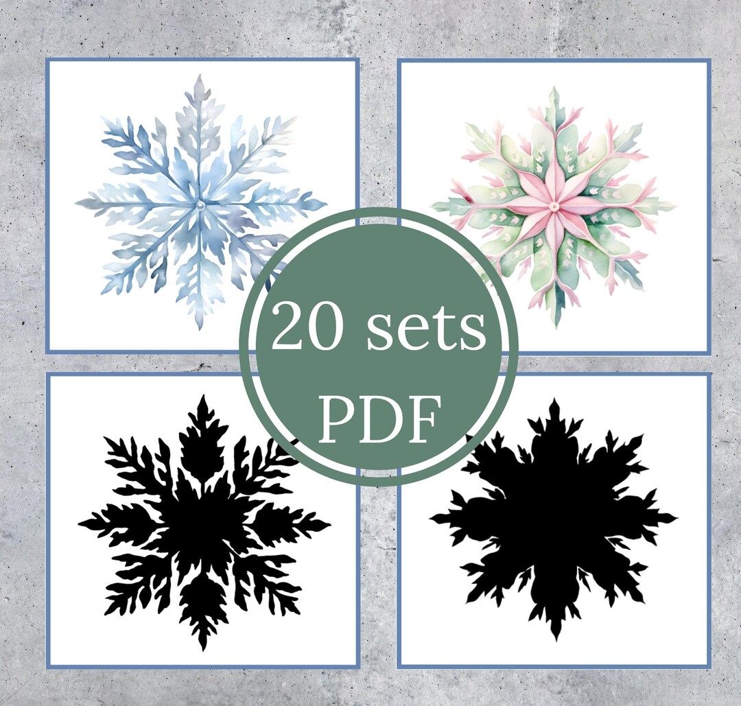SNOWFLAKES Shadow Matching Cards. Toddler Montessori Printable. INSTANT ...