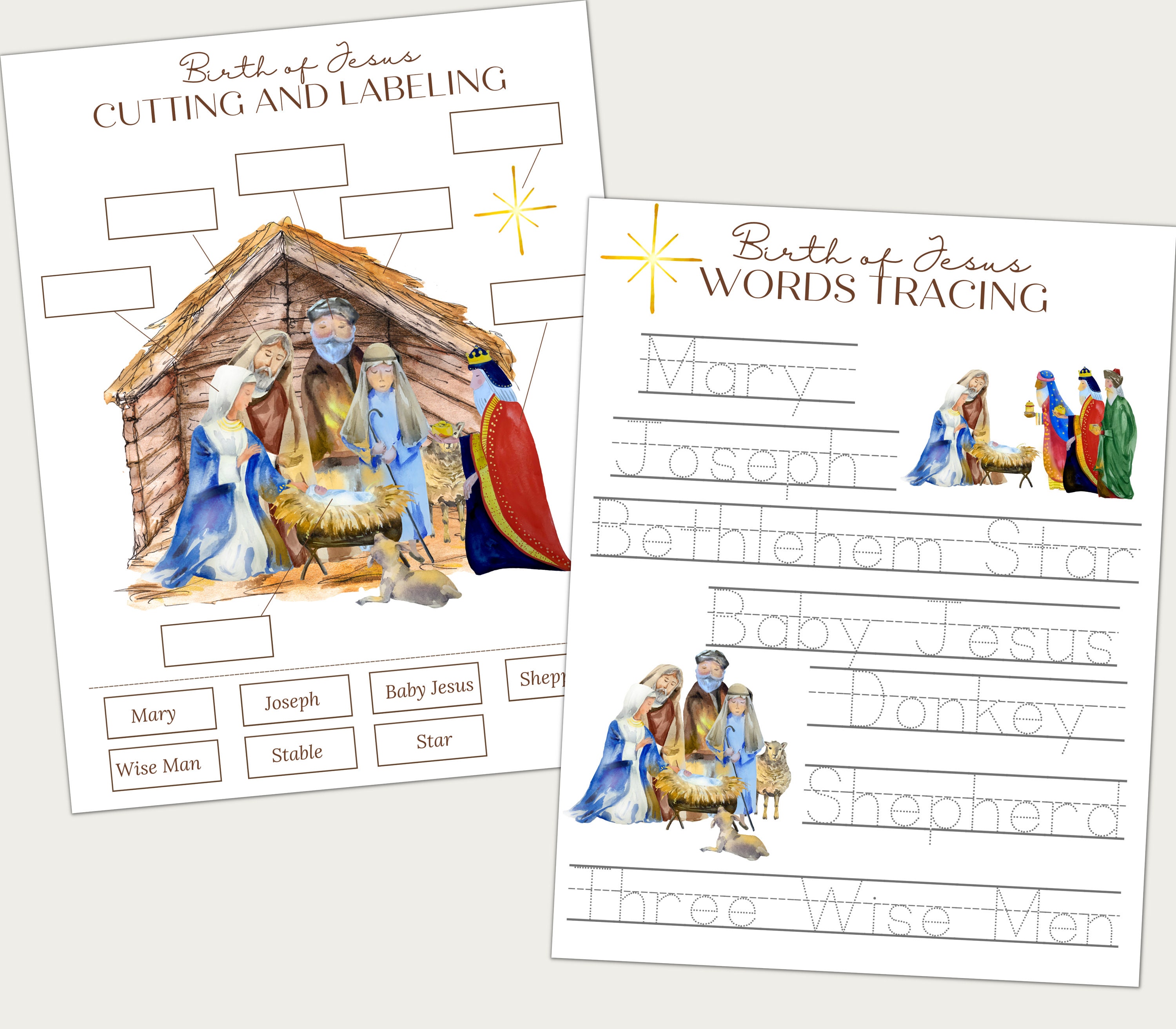 NATIVITY Unit Study, Vocabulary, Jesus Birth Story, Handwriting ...