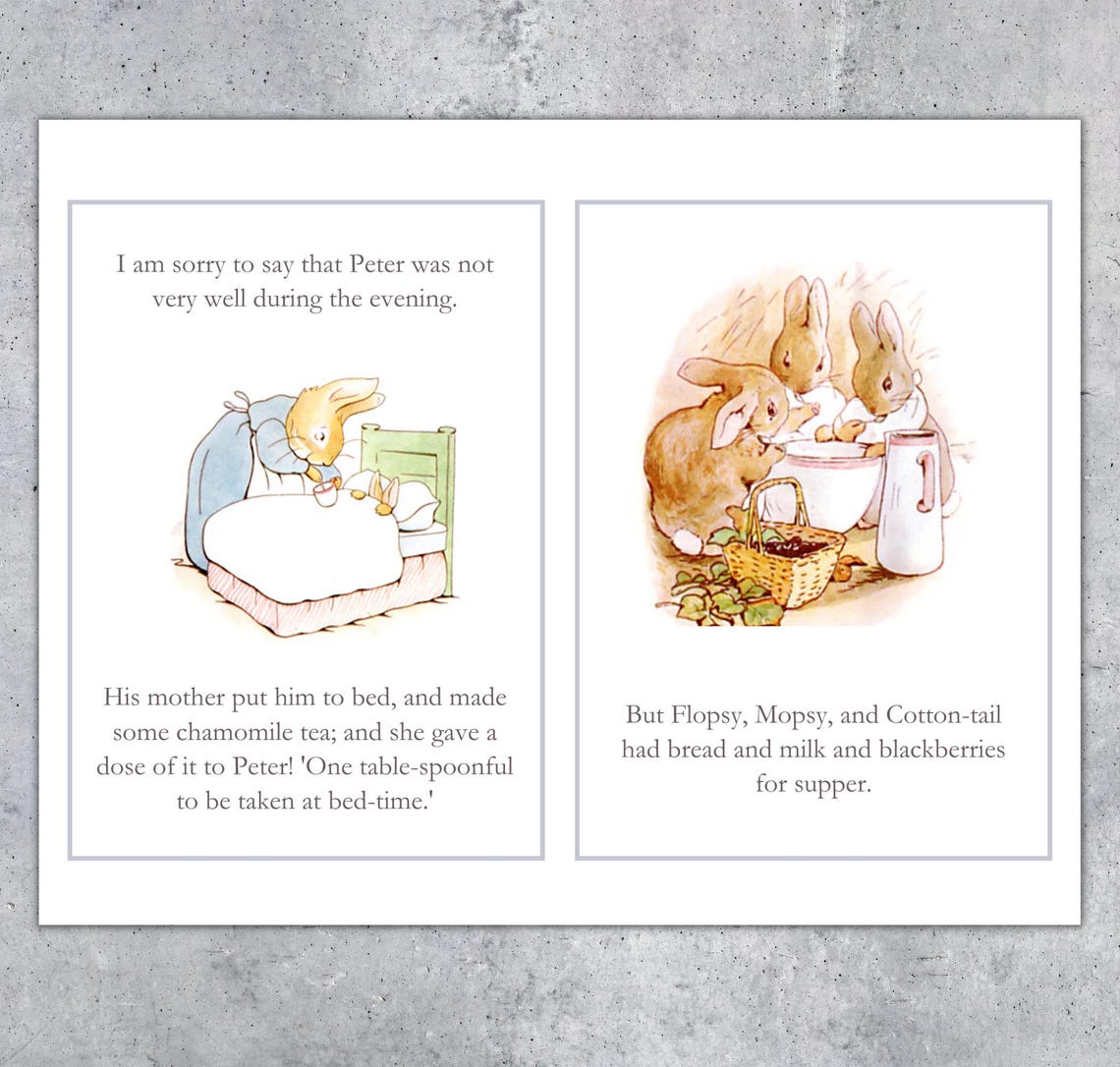 PETTER RABBIT Story Telling Flashcards, 5x7" Cards, Printable, Instant ...