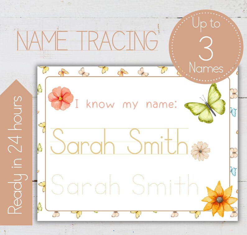 Personalized Name Tracing Worksheet: Kids Homeschool Activity (PDF ...