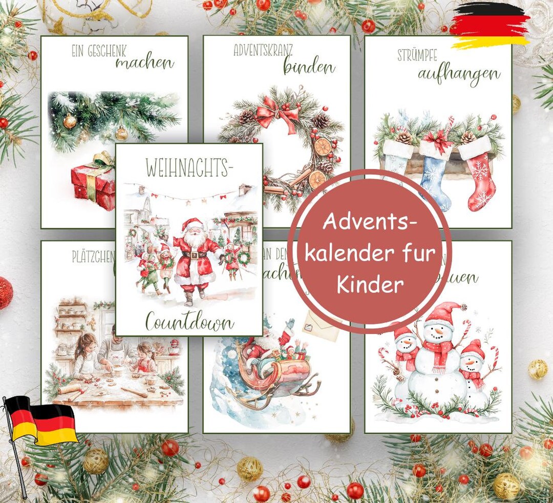 GERMAN Christmas Advent Calendar Activity Cards, December Activities ...