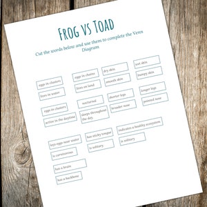 FROG Vs TOAD Venn Diagram Activity Homeschool Montessori - Etsy