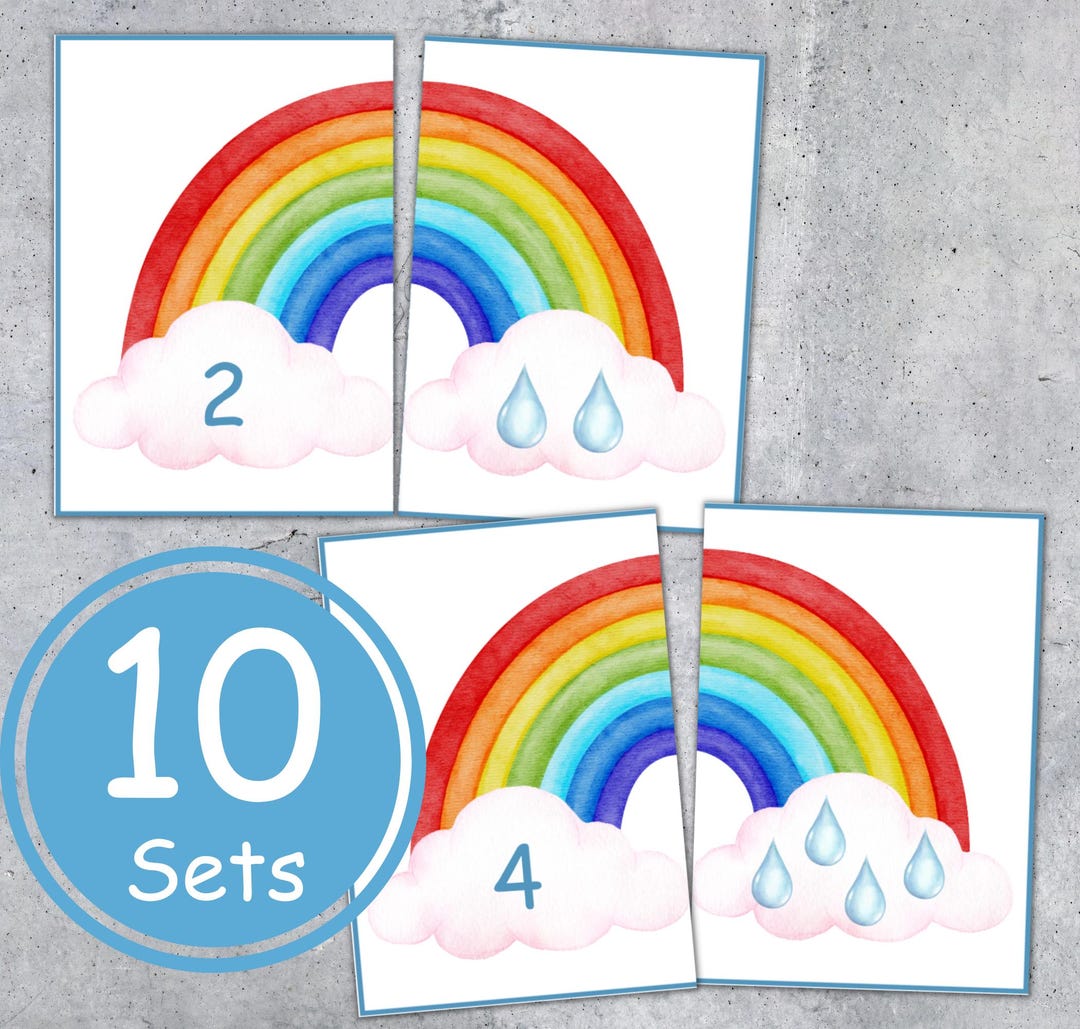 Rainbow Number Matching Cards, 1 to 10 Counting, Instant Download - Etsy