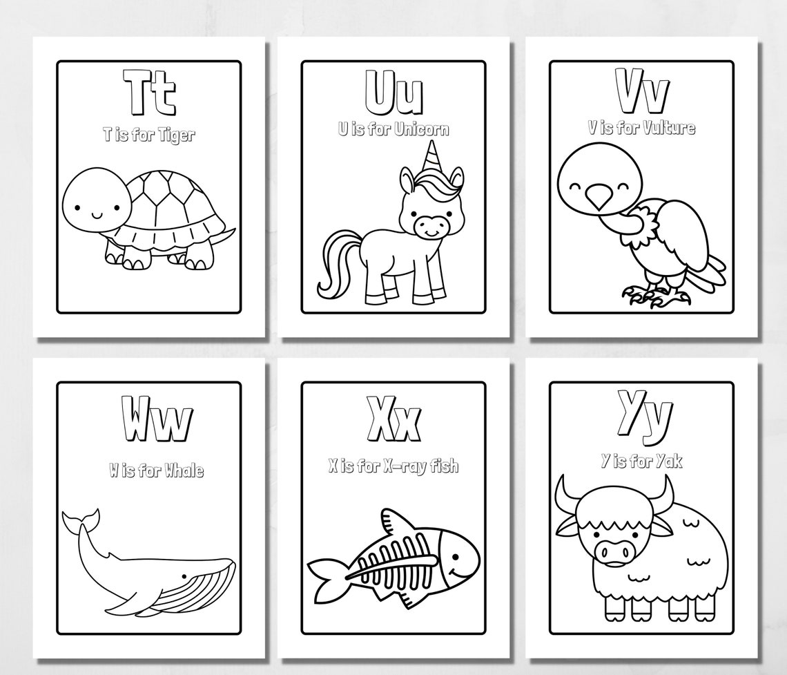 Alphabet Coloring Pages for Kids Printable ABC Coloring Book - Etsy