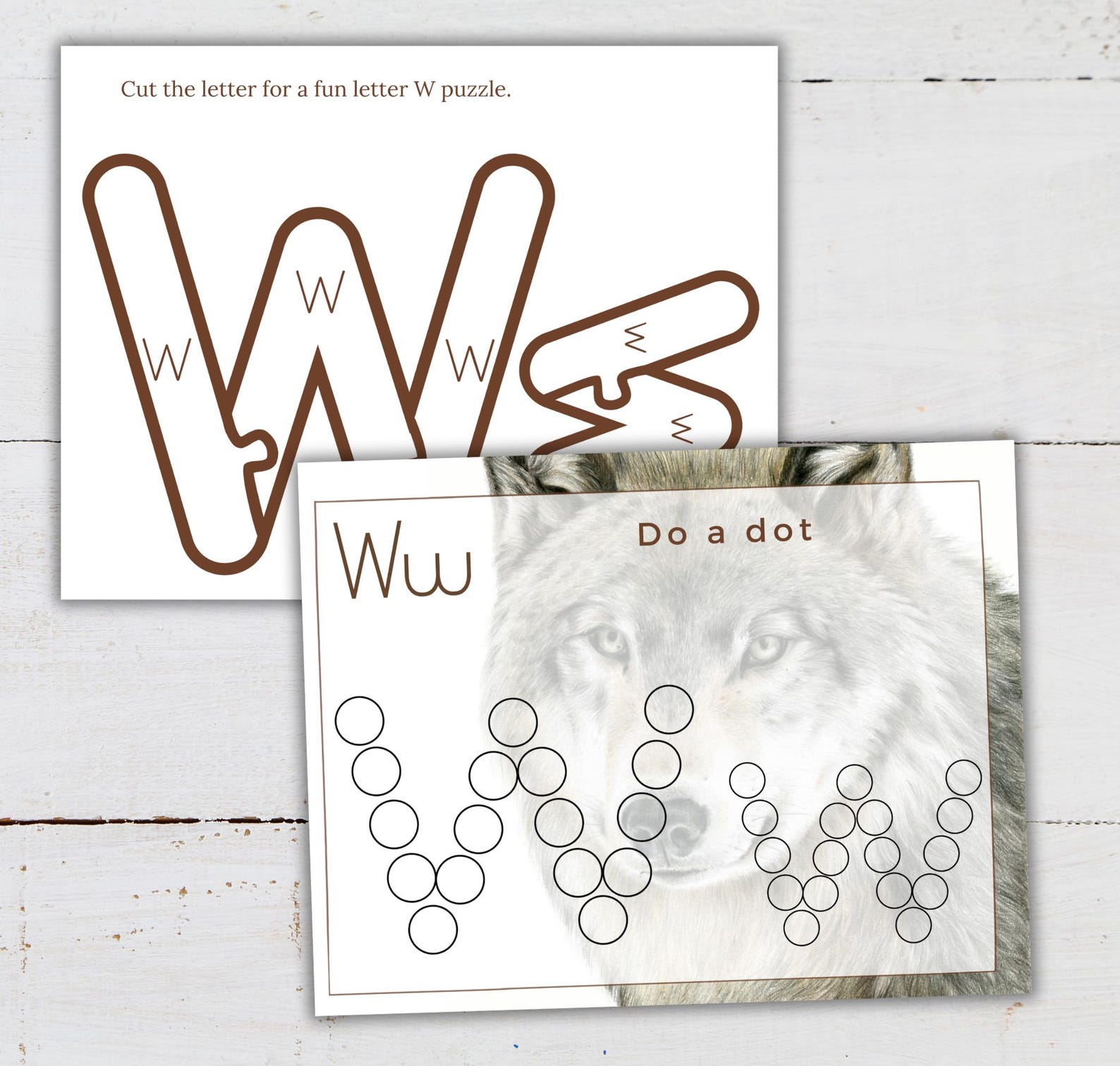 Letter W Wolf Learning Activities: Alphabet Printable (instant Download ...