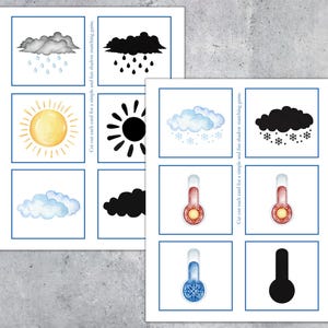 WEATHER Shadow Matching Cards. Toddler Montessori Printable. Instant ...