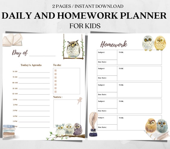 Cute Weekly Homework Planner Template