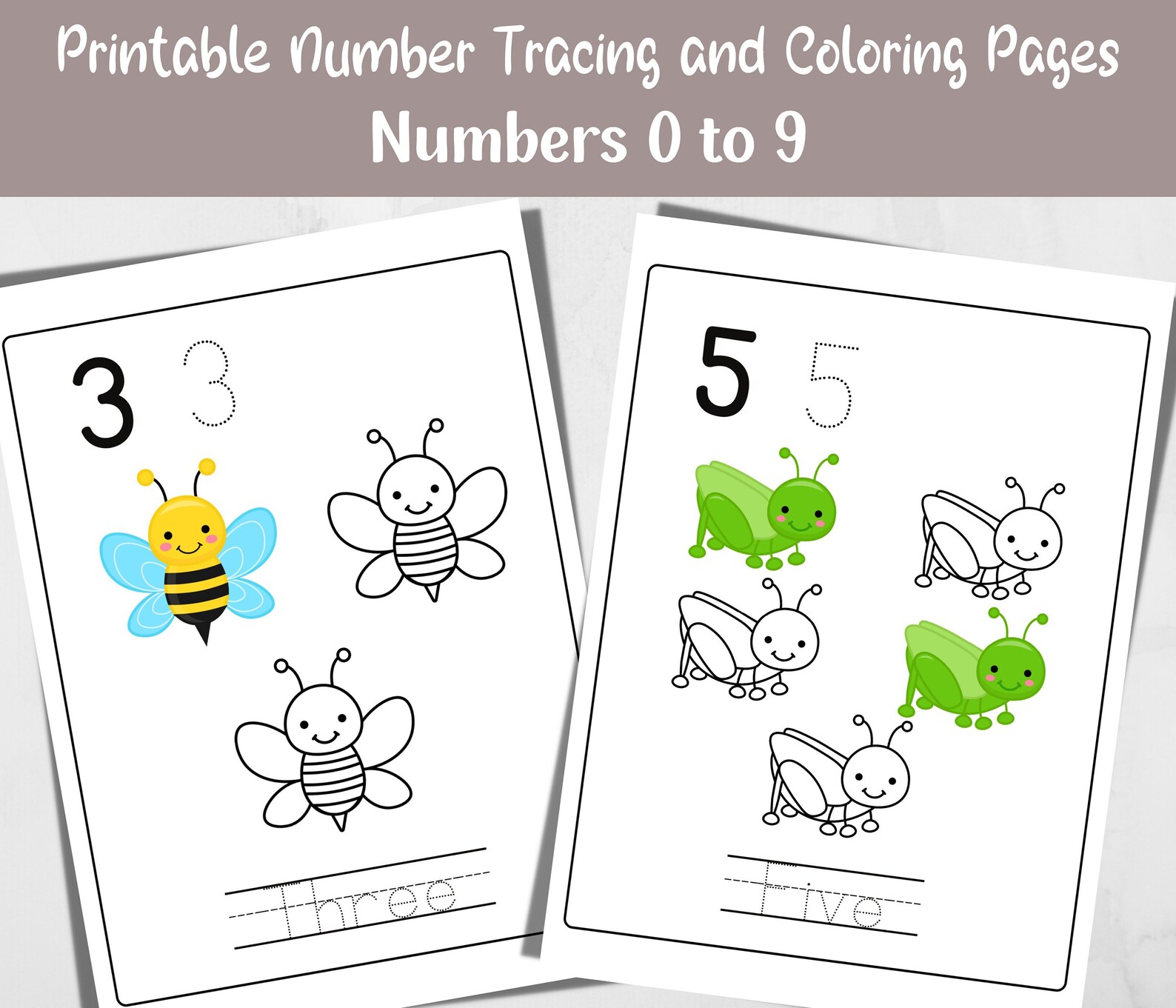 Number Coloring and Tracing Pages for Kids 1-10 Coloring and | Etsy