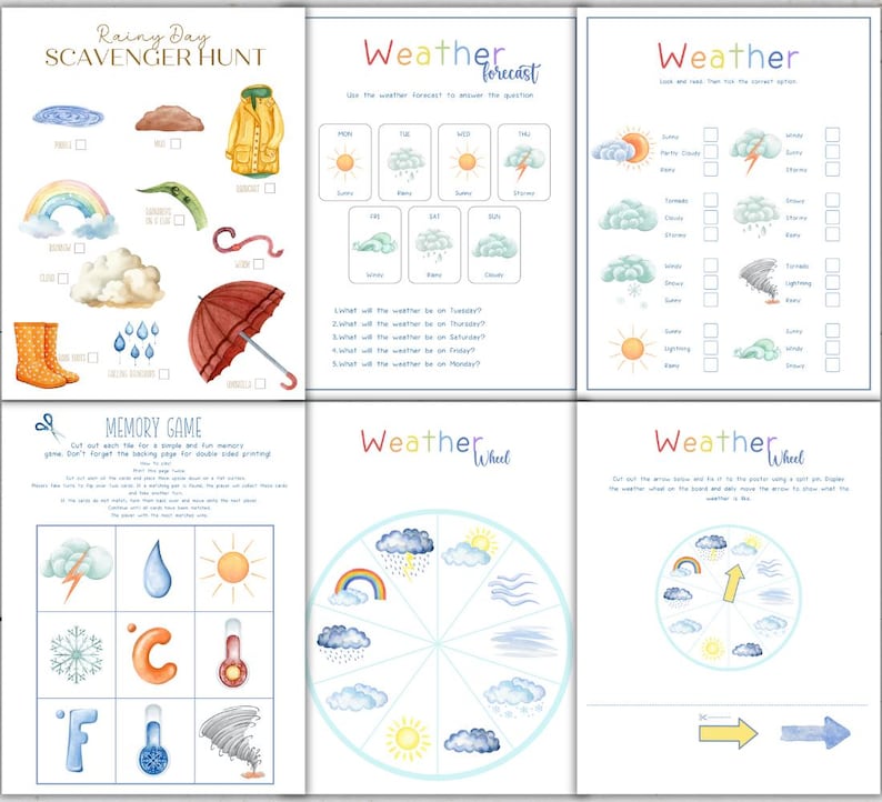 Weather Unit Study Bundle: Rainbow, Water Cycle, Snowflakes (homeschool ...