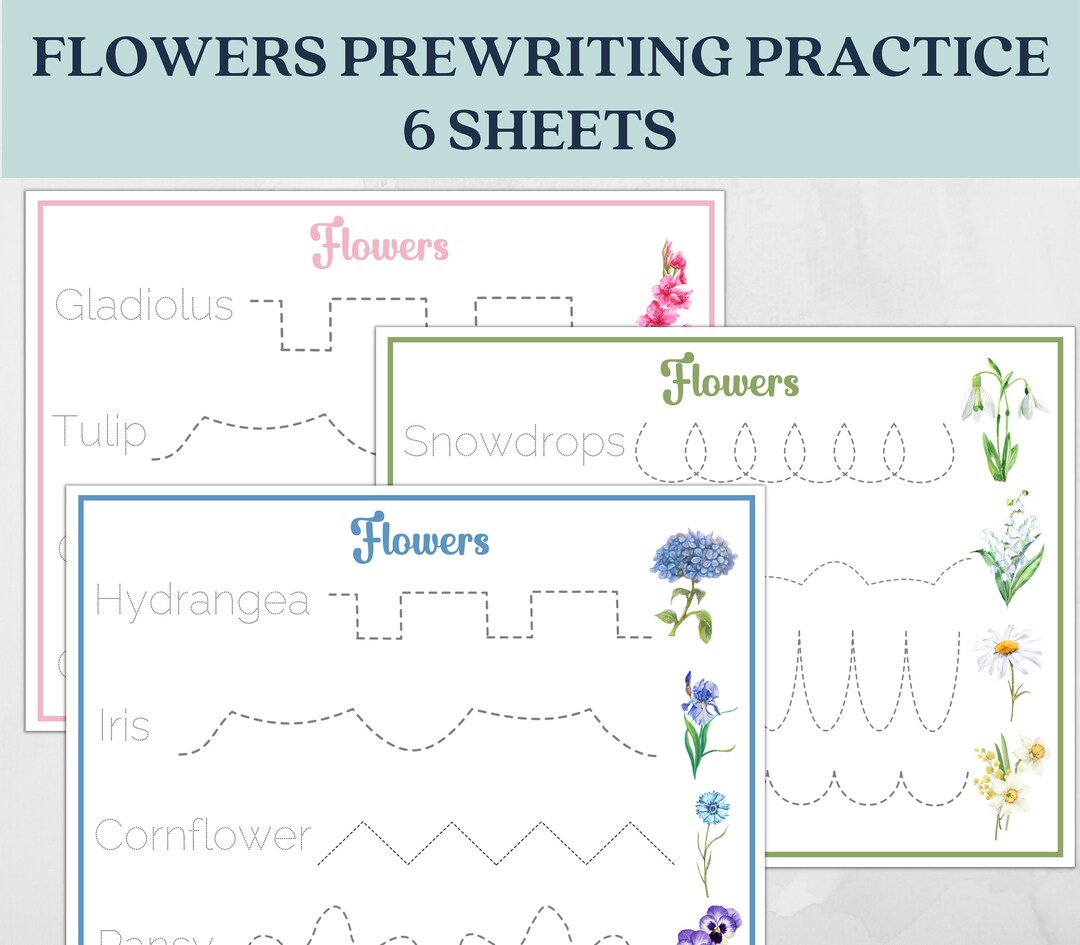 Flowers Words and Line Tracing Worksheets | Flower Recognition | Fine ...