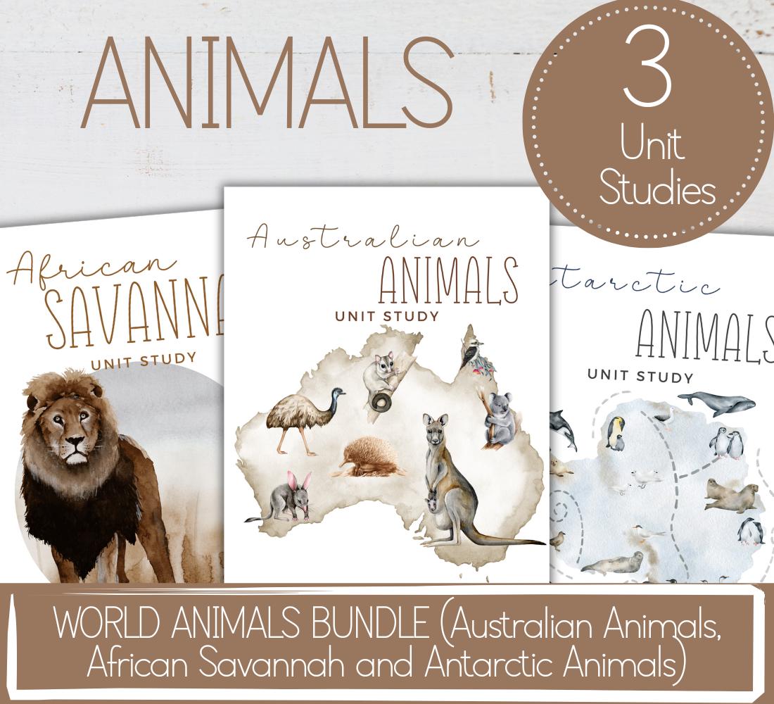 World Animals Unit Study Bundle: Australian, African, Antarctic ...