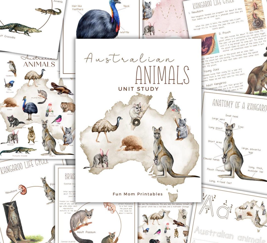 AUSTRALIAN ANIMALS Unit Study, Life Cycle, Anatomy, Nature Study ...