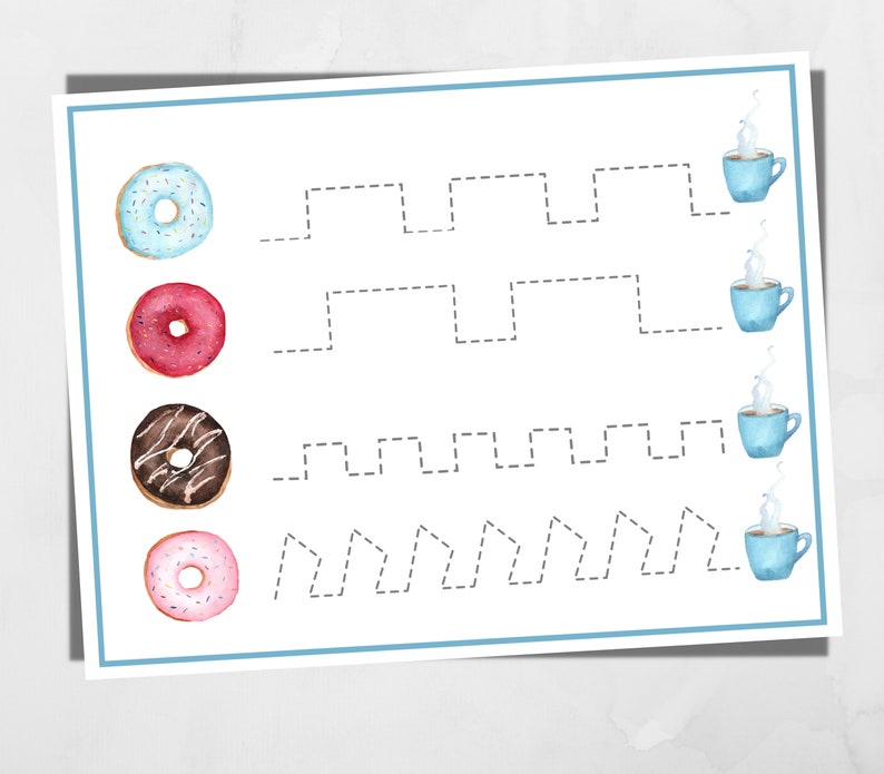 Line Tracing Worksheet: Tea Party Theme, Prewriting Practice (printable ...