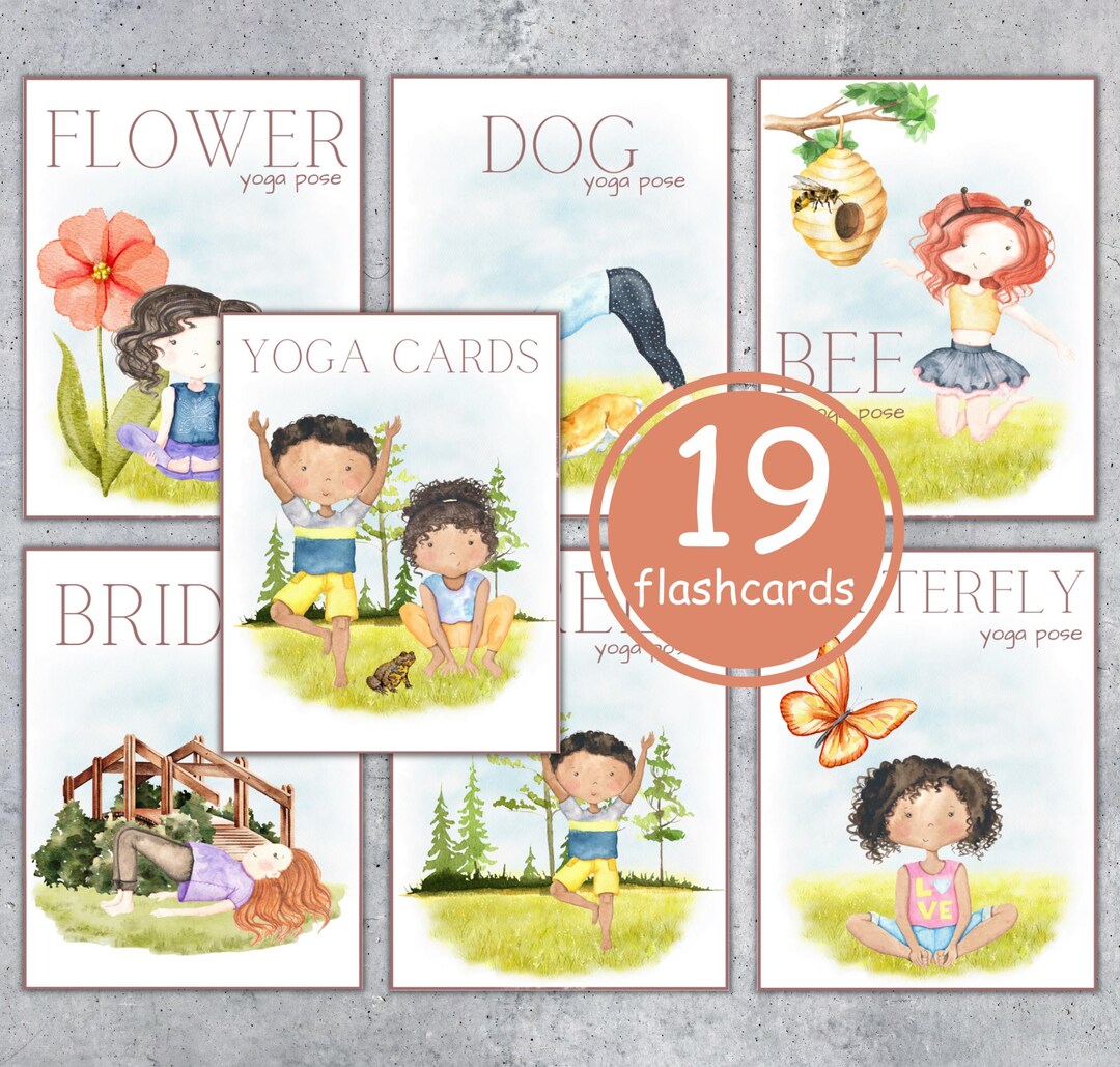 KIDS YOGA POSES, Yoga Flashcards, Kids Movement Activity, Yoga Poses ...