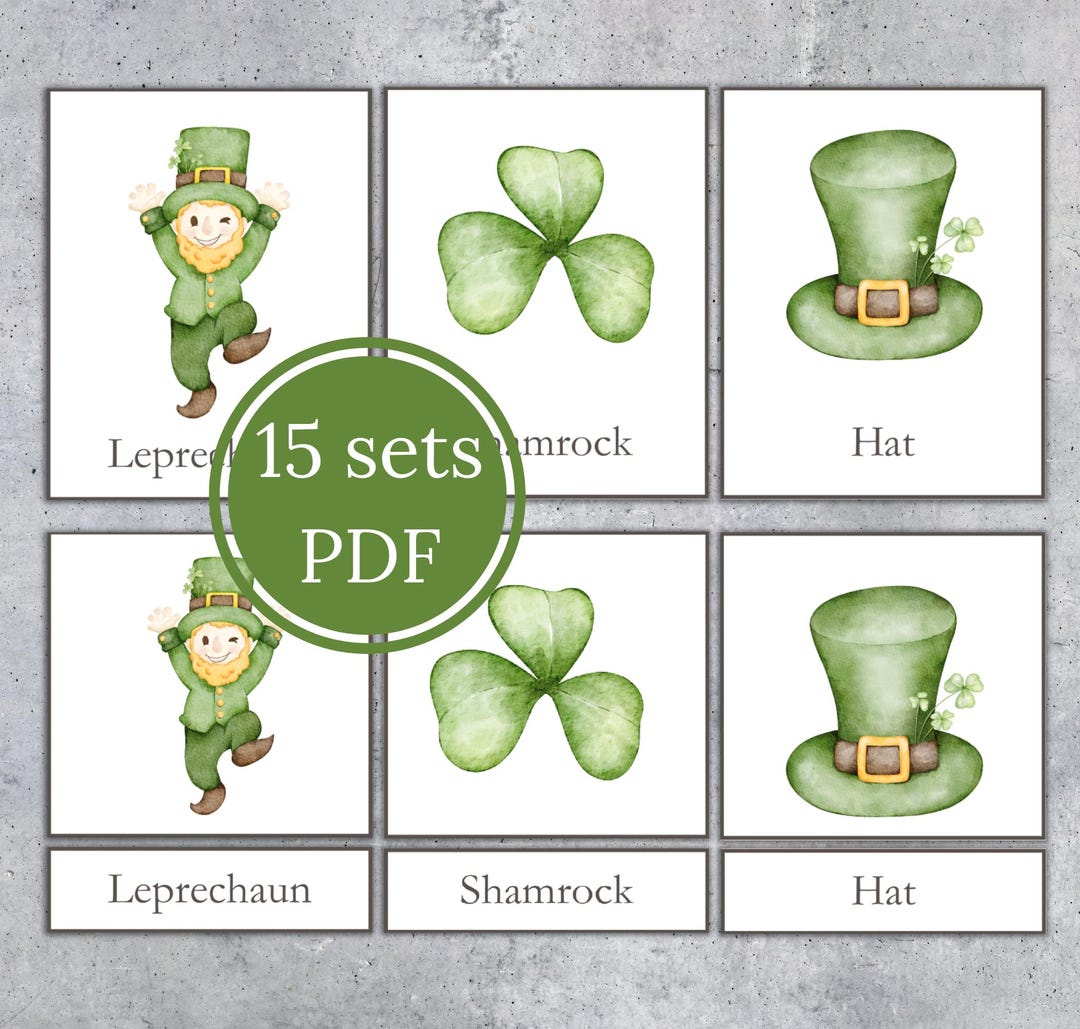 SAINT PATRICK Montessori 3-part Cards. 2 Sizes. Preschool Vocabulary ...