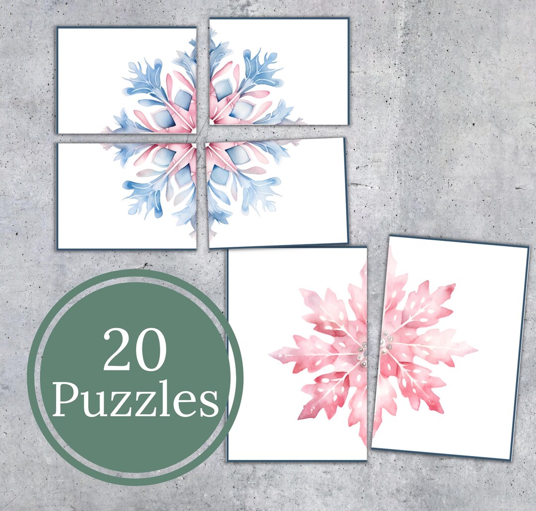 Snowflakes Matching Cards Game, Symmetry Puzzle, Toddler Preschool ...