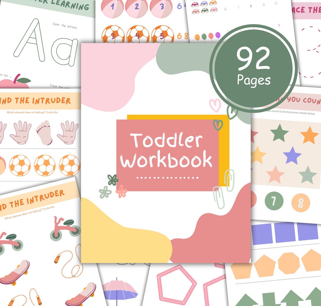 Toddler Educational Workbook, Printable Preschool Workbook, Tracing ...