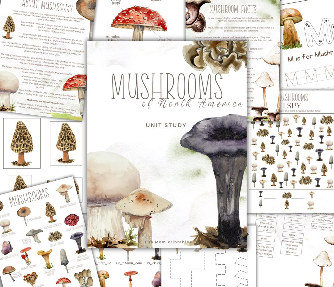 MUSHROOMS of North America Unit Study, Anatomy, Nature Study, Science ...