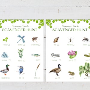 Pond Scavenger Hunt and Pond Walk Observation Activity Pages, Outdoor ...