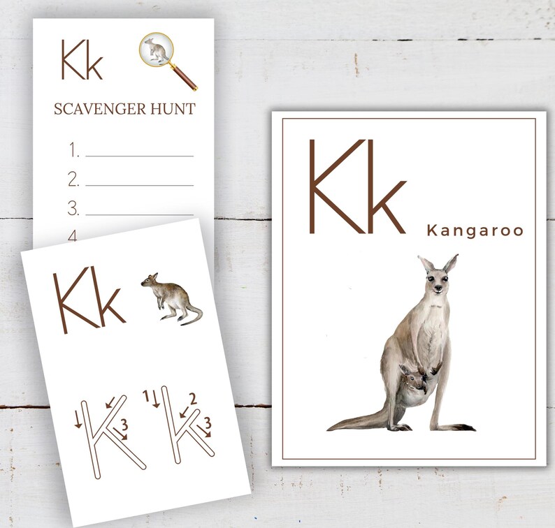 Letter K Kangaroo Learning Activities: Alphabet Printable (instant ...