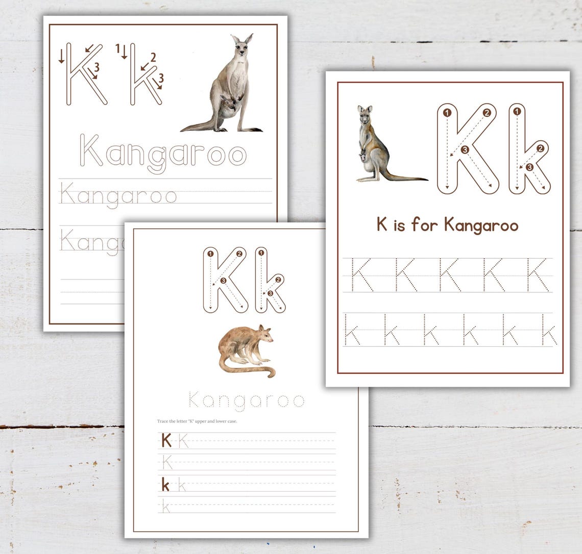 Letter K Kangaroo Learning Activities: Alphabet Printable (instant ...