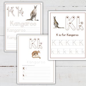 Letter K Kangaroo Learning Activities: Alphabet Printable (instant ...
