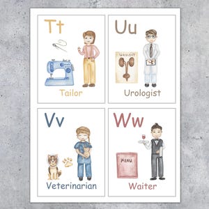 OCCUPATIONS Alphabet Flashcards. Watercolor Letter Cards. Kids ...