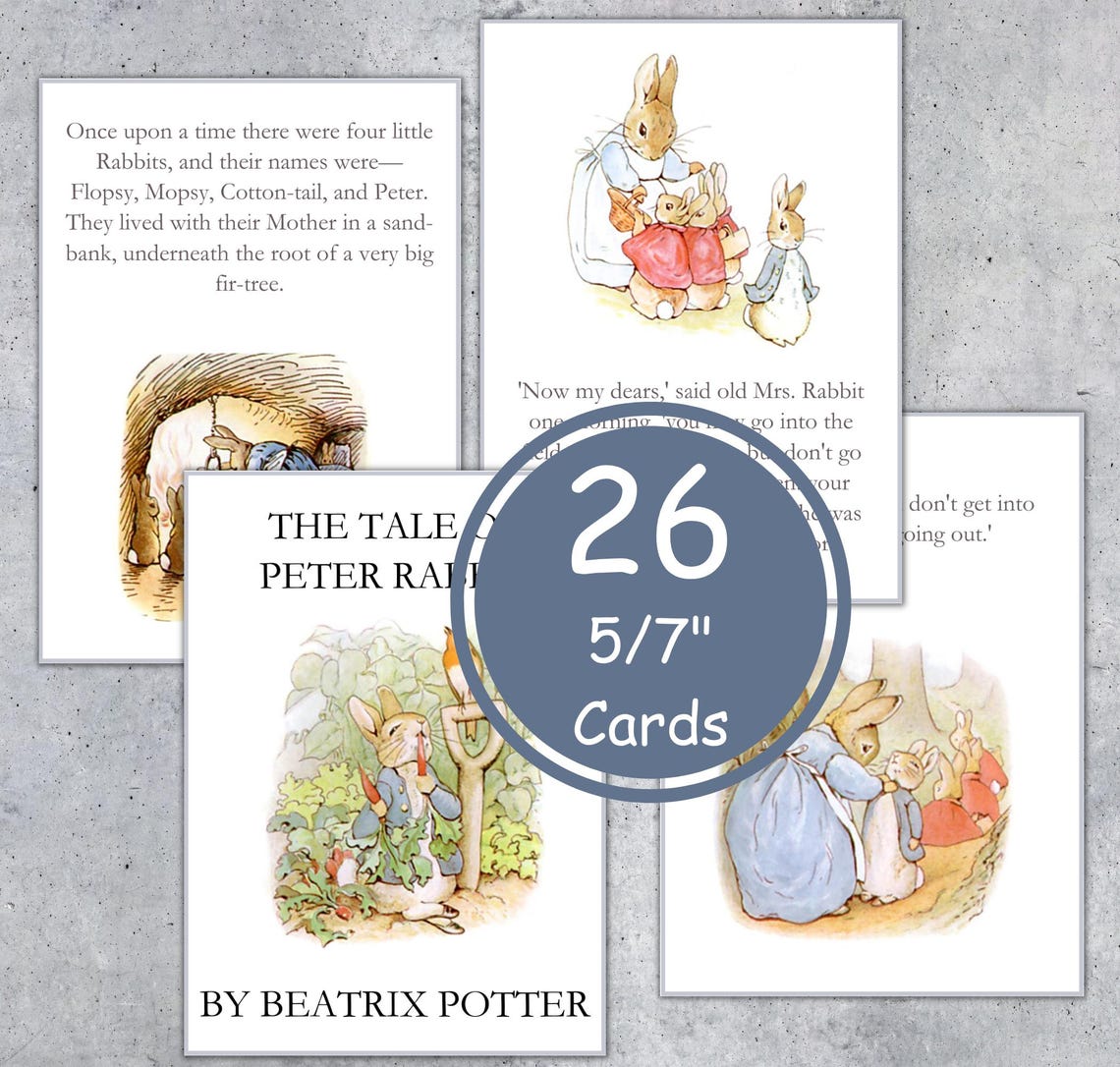 PETTER RABBIT Story Telling Flashcards, 5x7" Cards, Printable, Instant ...