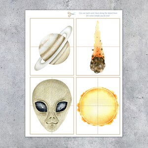 SPACE Matching Cards Game, Symmetry Puzzle, Toddler Preschool Activity ...