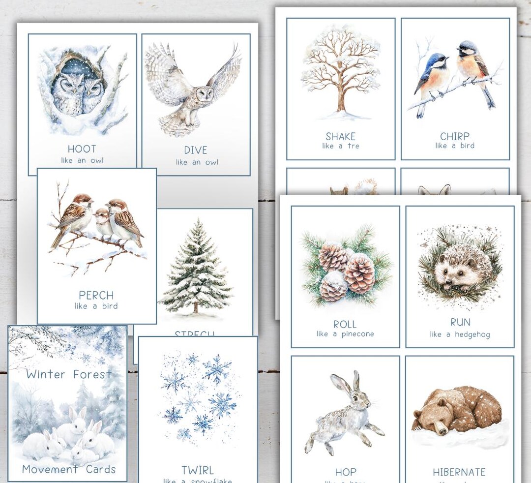 WINTER FOREST Movement Cards: Montessori Kids Fitness Activity (digital ...