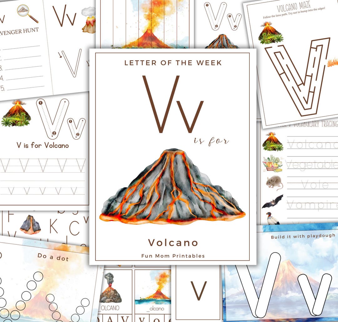 LETTER of the WEEK, V is for Volcano, Letter V Activities, Alphabet ...