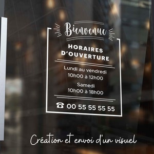 Stickers - Adhésifs Vitrophanie "Horaires d'ouverture" pour vitrine ...