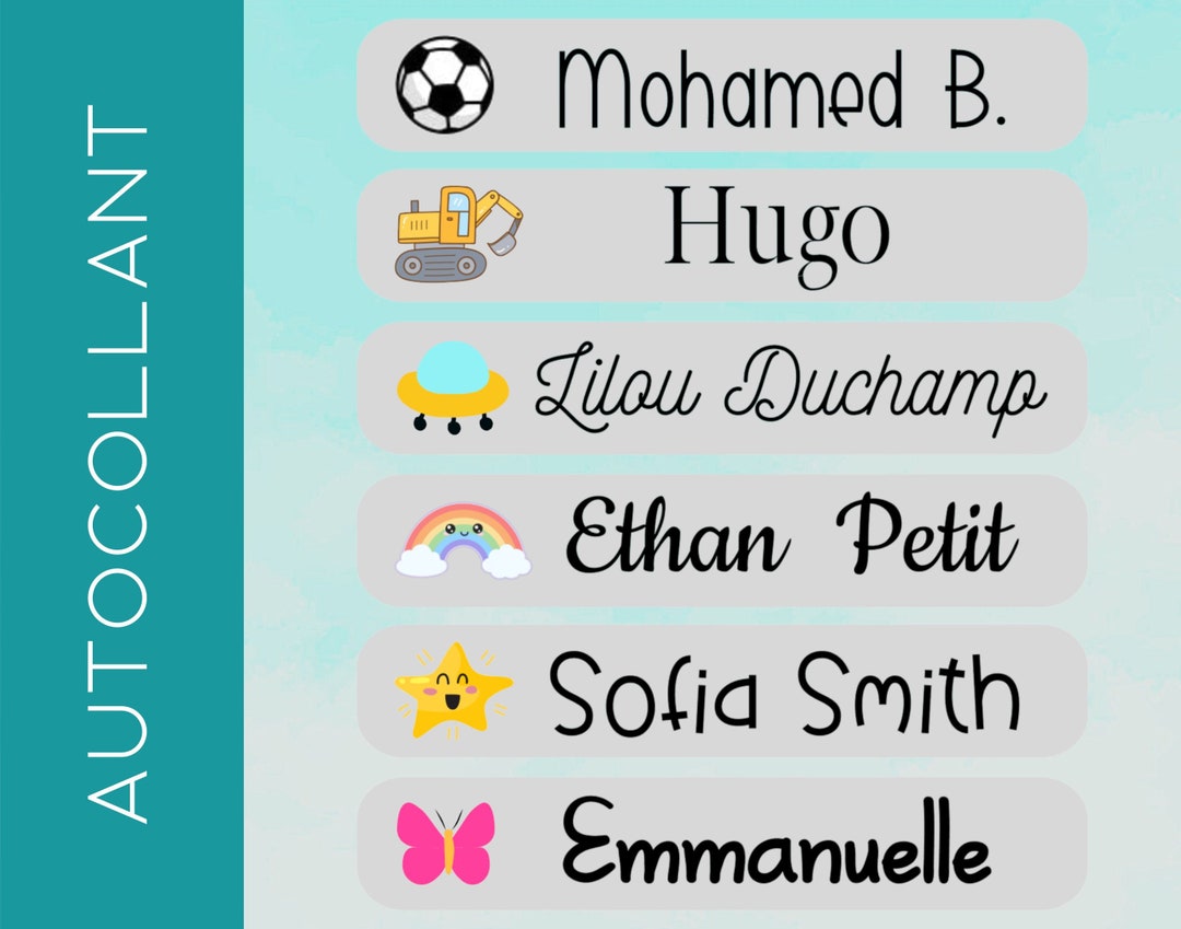 Set of 48 Self-adhesive Labels, Personalized First Name Labels ...