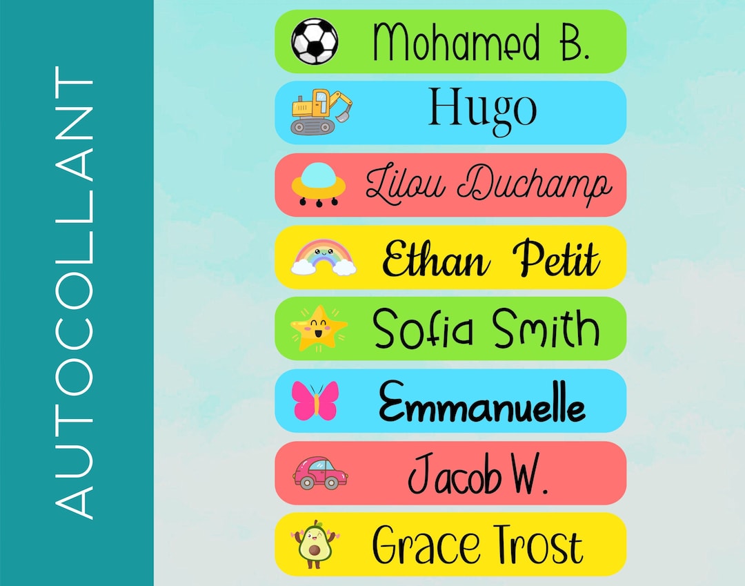 Ensemble de 48 Étiquettes Autocollantes Prénoms Etiquette - Etsy France