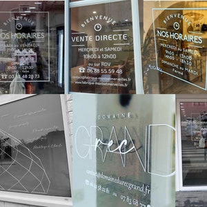 STICKER Horaires Ouverture Magasin - Personnalisation de vitrine de ...