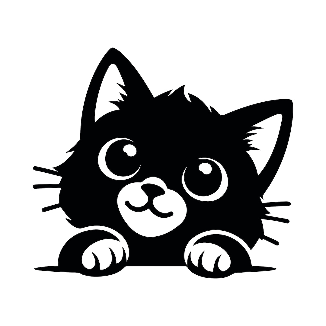 Cute Catful, Cat Peeking, Funny Cat, Decal Sticker, Vinyl Sticker, Car ...
