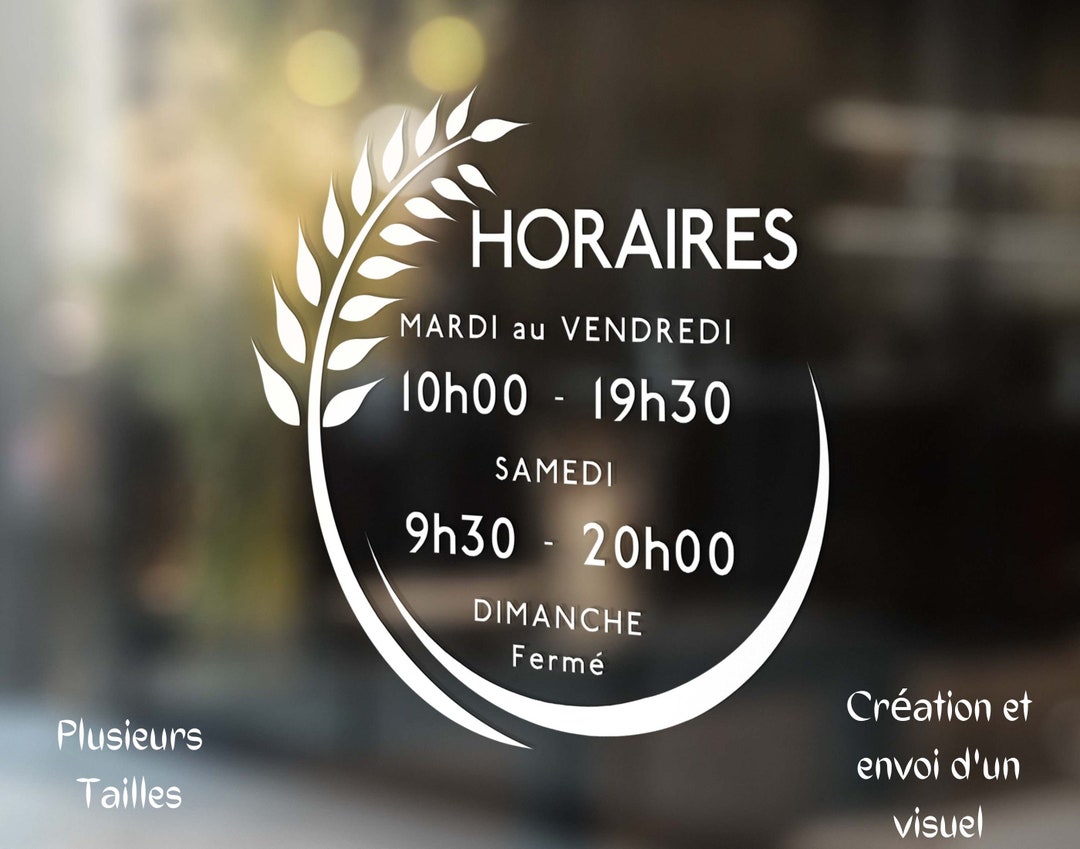 Stickers Autocollants Horaires Magasin - Horaires d'ouverture pour ...