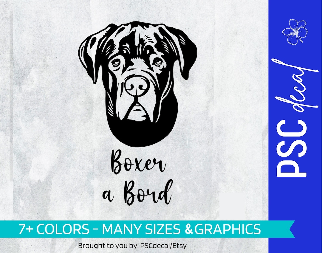 Boxer on Board Car Sticker, Dog Head Sticker - Personalized Sticker ...