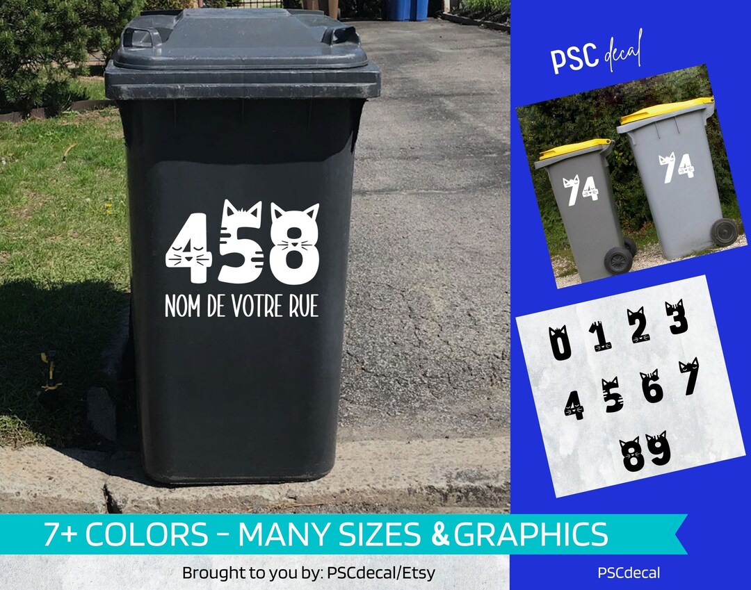 Trash Sticker Decal Address Labels for Personalized Trash Can Cat ...