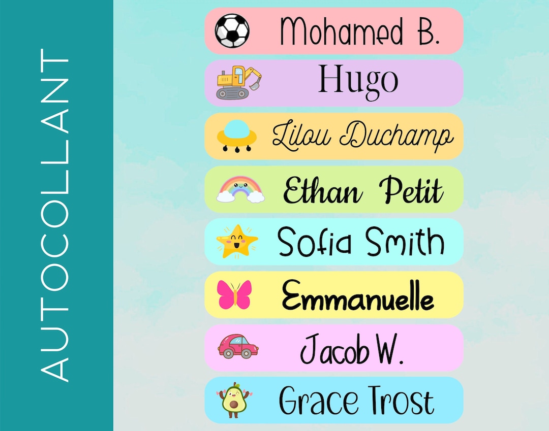 Self-adhesive Name Labels 48 Name Labels Waterproof Label - Etsy