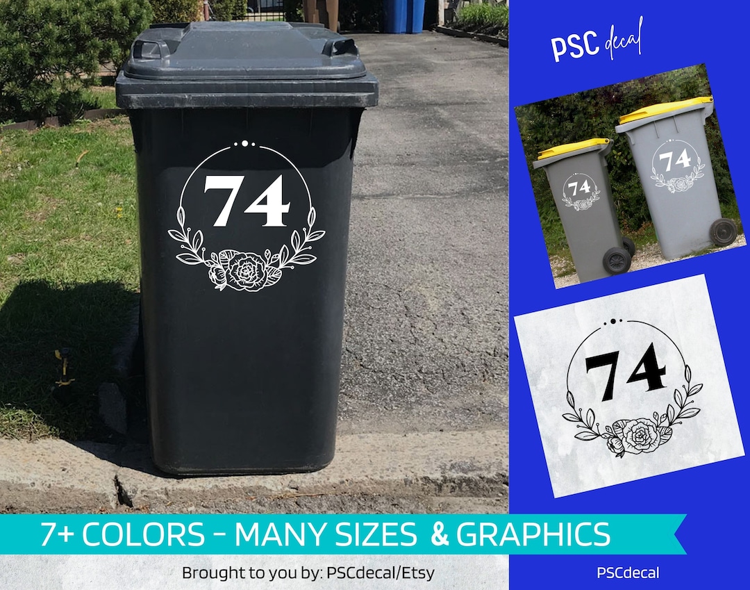 Personalized Floral Number Bin Sticker, Custom Bin Sticker, Floral Bin ...