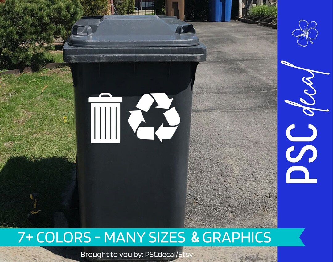 Waste and Recycling Logo Sticker Set of 2 Labels for Trash Can ...