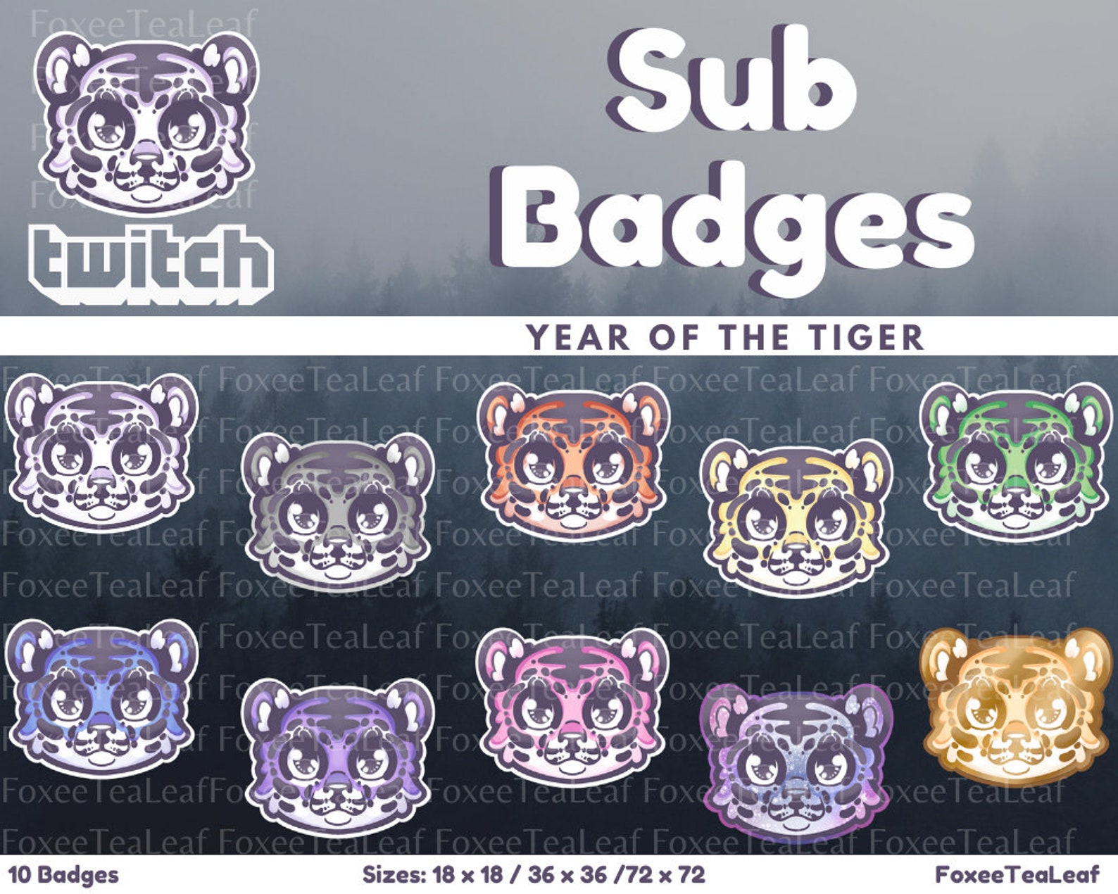 Year of the Tiger Sub Badges for Twitch - Etsy