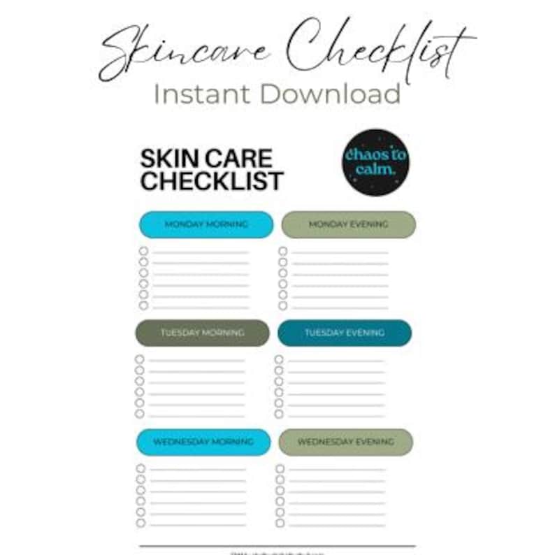 Weekly Skincare Routine Checklist Printable PDF - Etsy