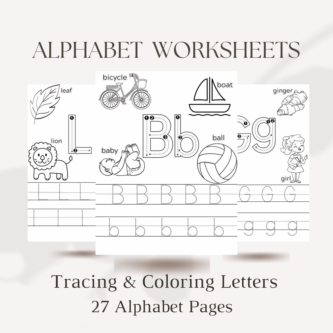 27 Alphabet Printable Letters. 27 Tracing Alphabet Worksheets. - Etsy