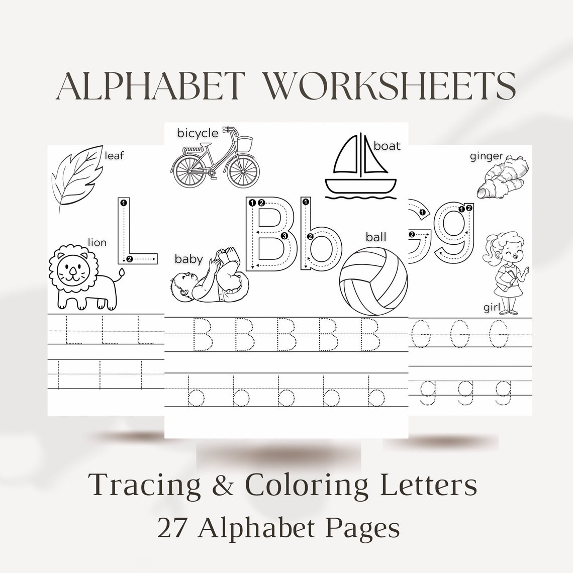 27 Alphabet Printable Letters. 27 Tracing Alphabet Worksheets. - Etsy