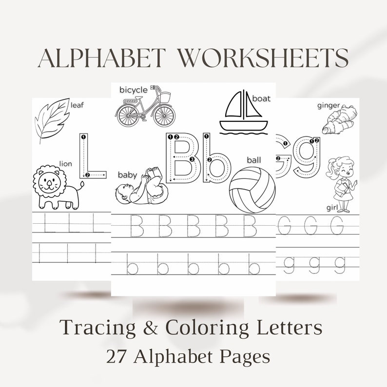 27 Alphabet Printable Letters. 27 Tracing Alphabet Worksheets. - Etsy