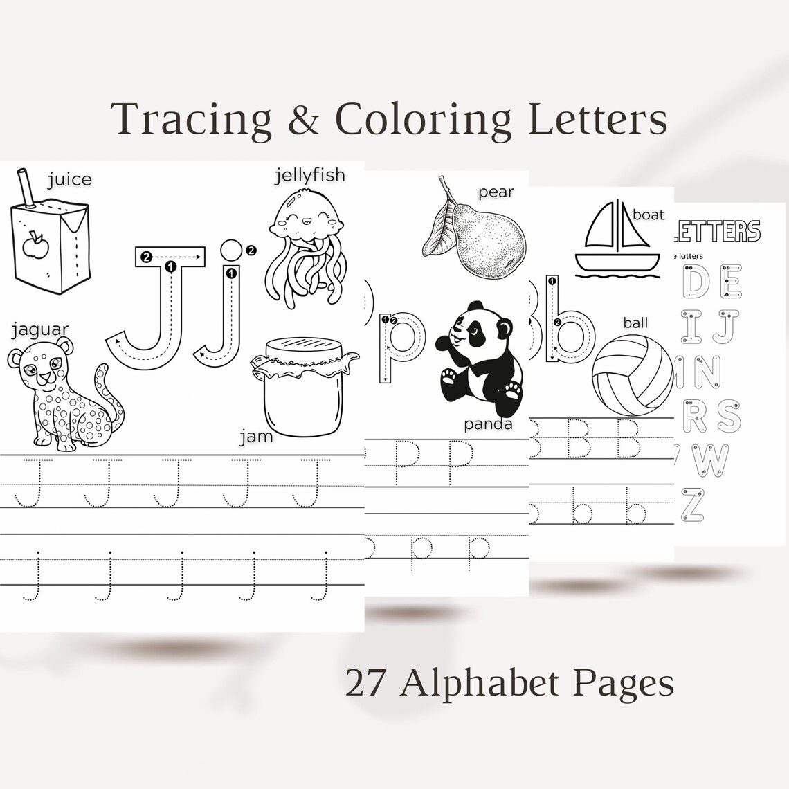 27 Alphabet Printable Letters. 27 Tracing Alphabet Worksheets. - Etsy